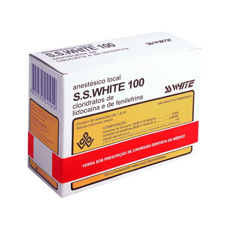 Anestesico SS White 100 1:2.500 - SS WHITE - Dental Vidafarma